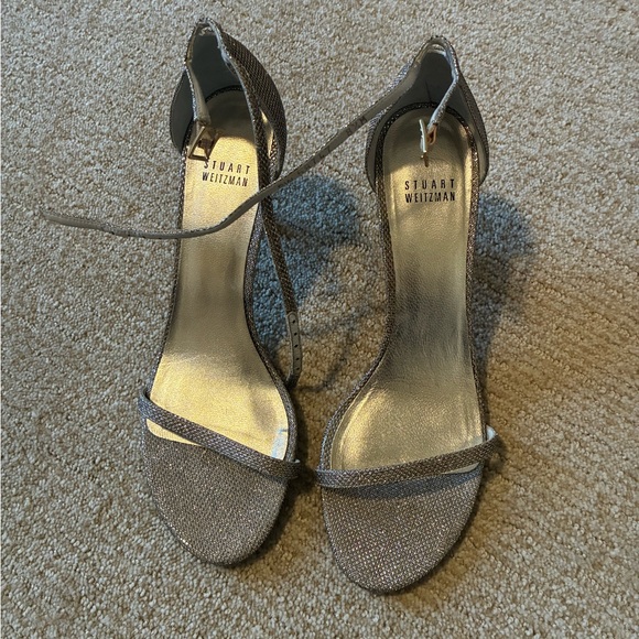Stuart Weitzman | Shoes | Stuart Weitzman Glittering Silver Heels ...